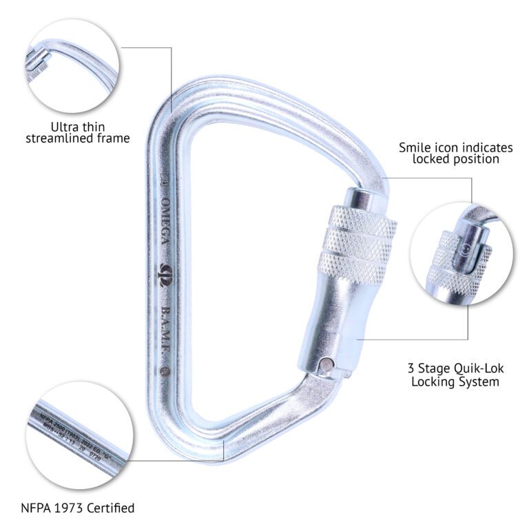 OMEGA PACIFIC BAMF ULTRA-LITE STEEL 3-STAGE QUIK-LOK NFPA (CARABINER ...